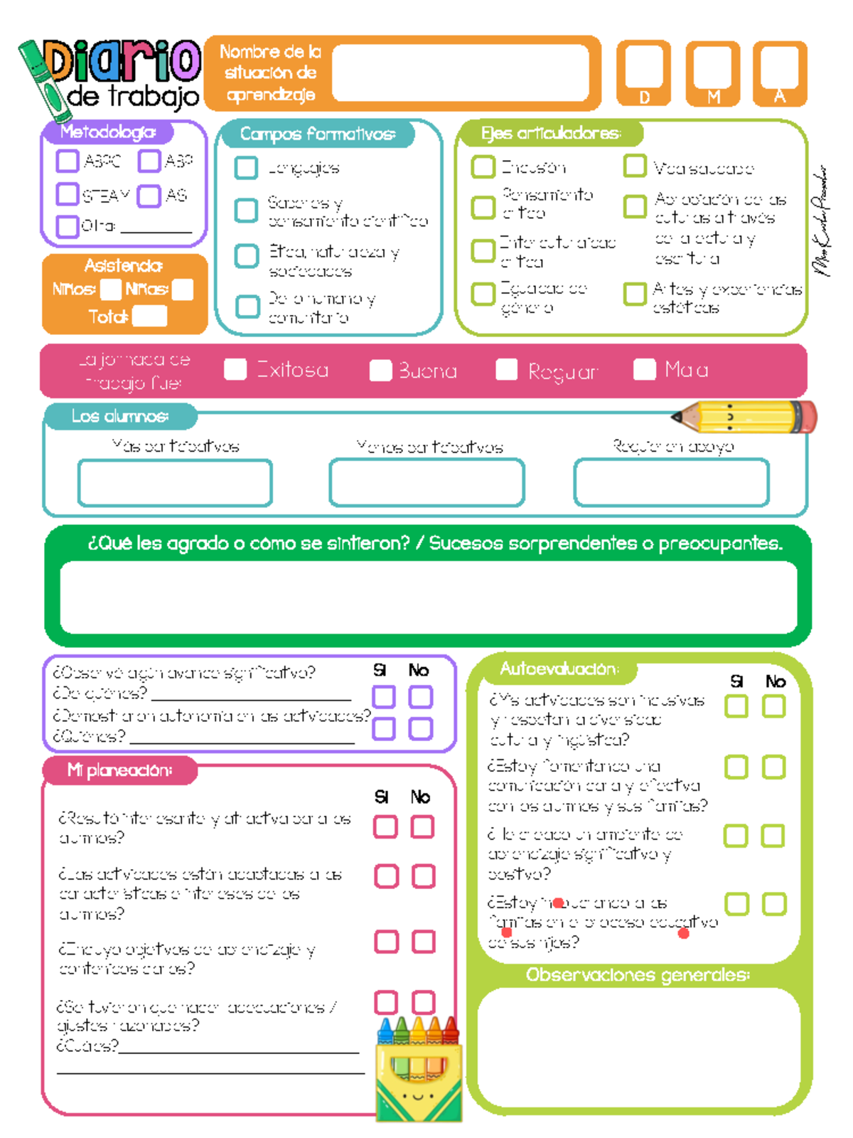 Diario DE Trabajo - de trabajo Nombre de la situación de aprendizaje D ...