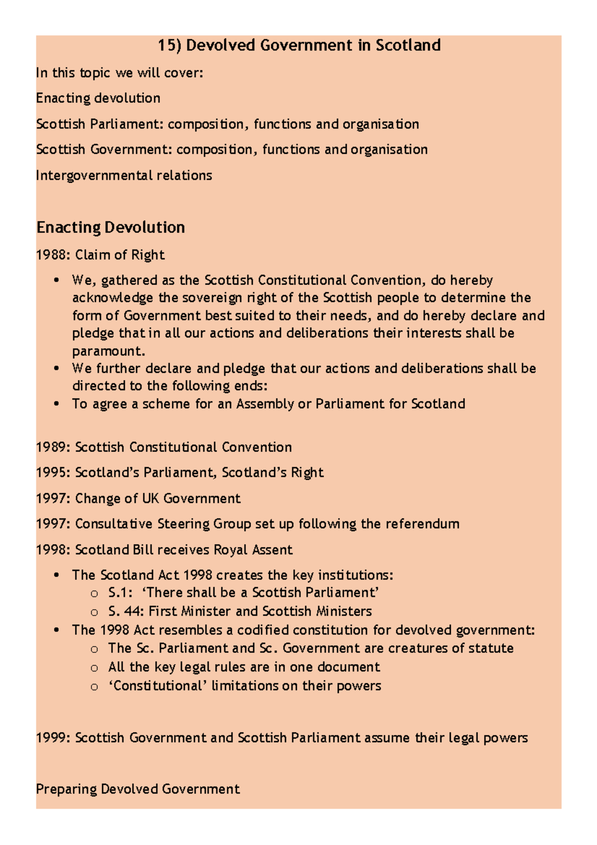 15. Devolved Government in Scotland - 15) Devolved Government in ...