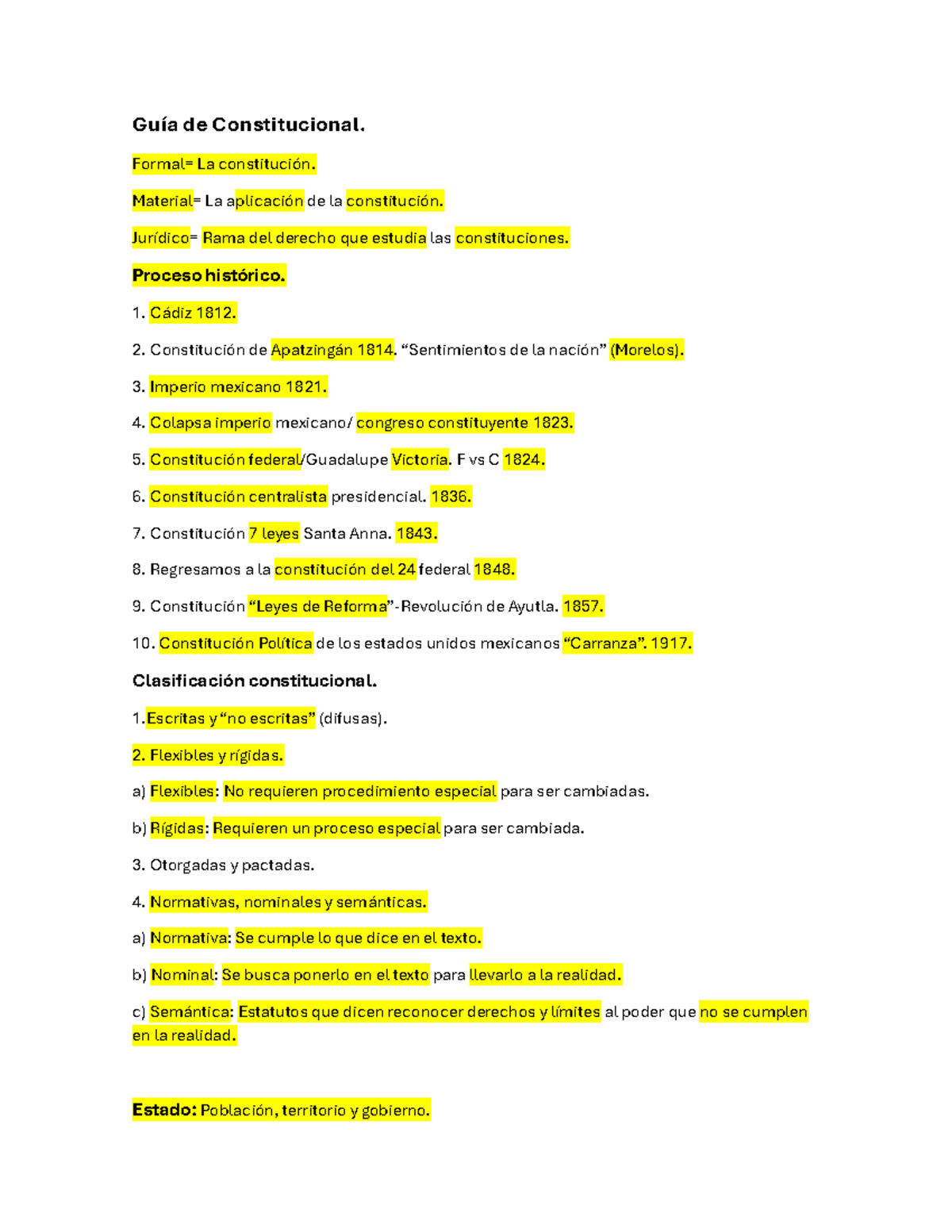 Guia de memin subrayada - Guía de Constitucional. Formal= La ...
