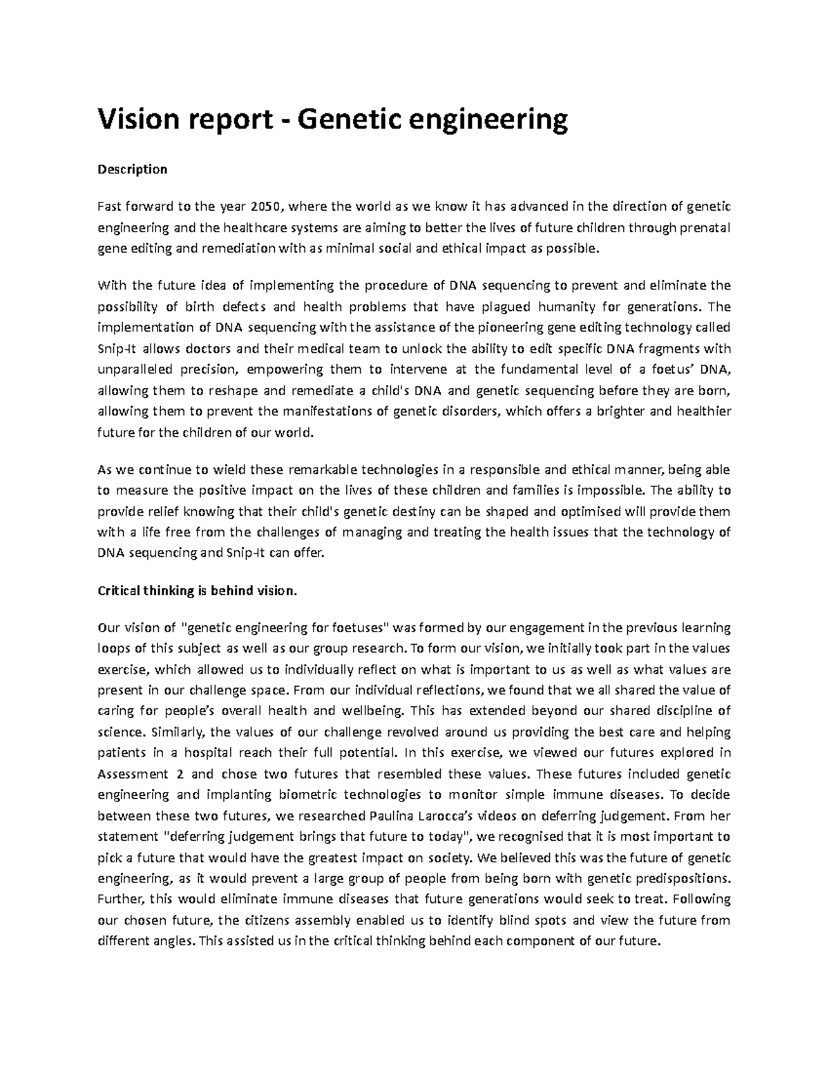 TD A3 Vision Report + A - ASSIGNMENTS - Vision report - Genetic ...