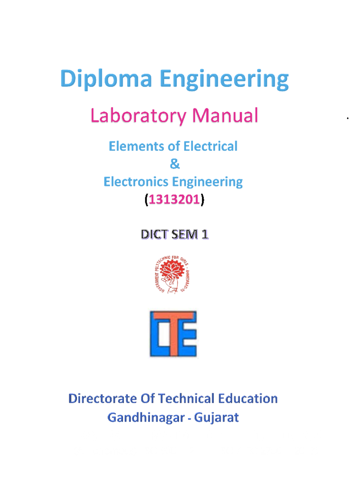 EEEE Manual - It has graphic and practical - i | P a g e Laboratory Manual ( 1313201 ) DTE’s ...