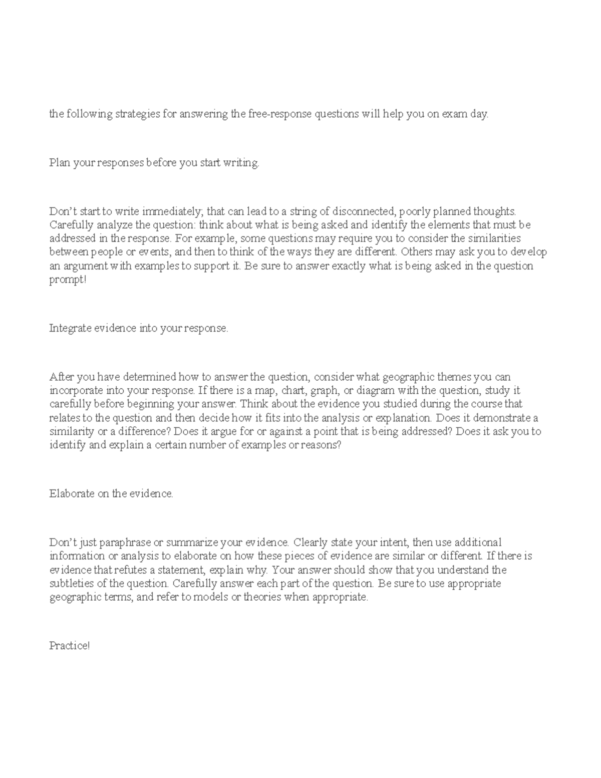 APHG - Lecture notes extra - the following strategies for answering the ...