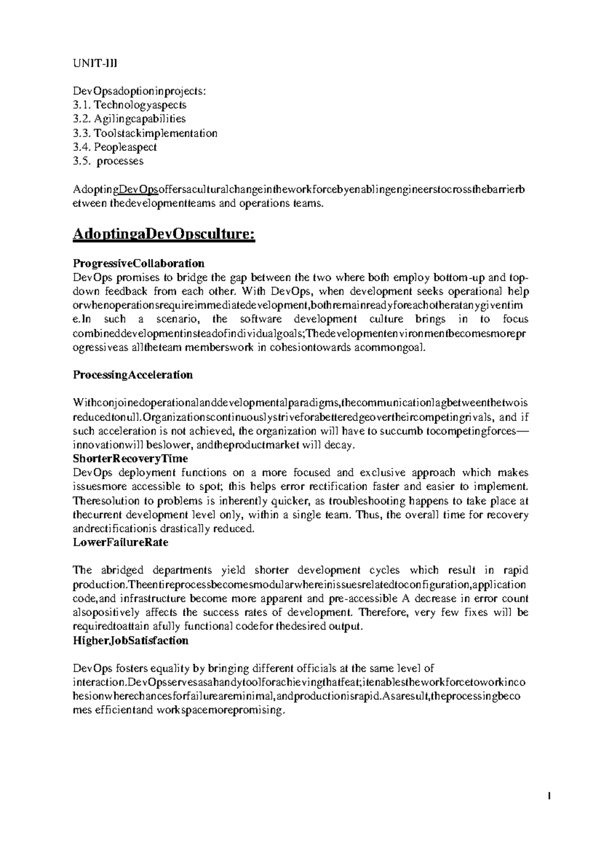 Devops unit-3 - good - UNIT-III DevOpsadoptioninprojects: 3. Technologyaspects 3. - Studocu