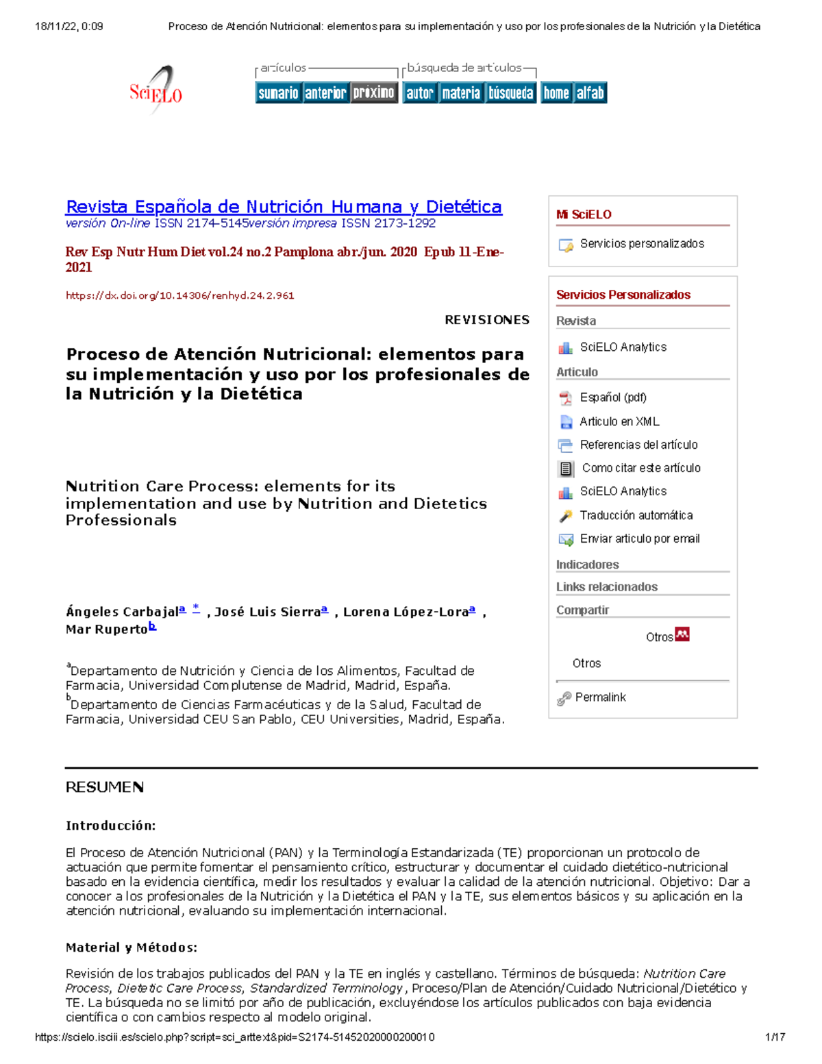 Proceso de Atención Nutricional elementos para su implementación y uso ...