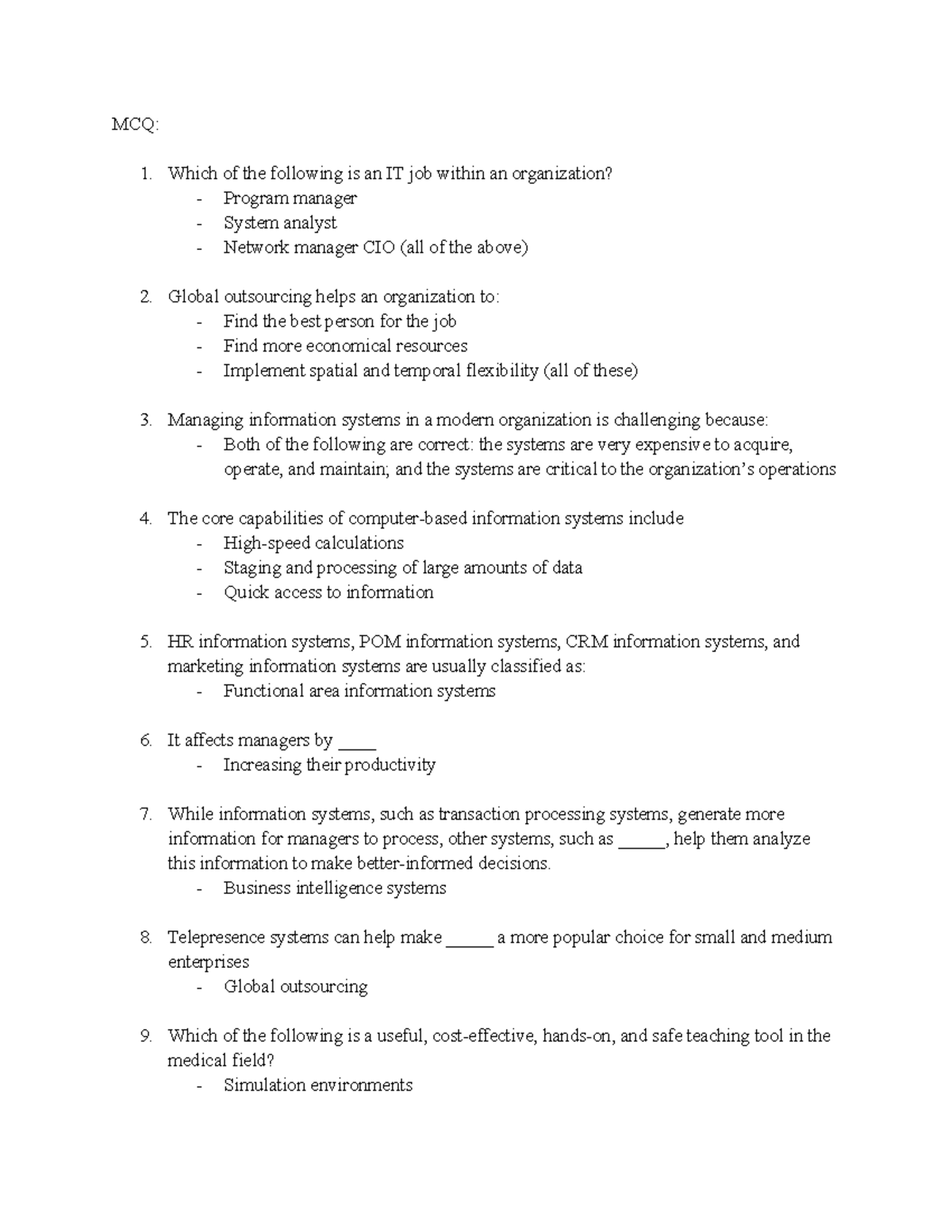 Ultimate- Questions - MCQ: Which of the following is an IT job within ...