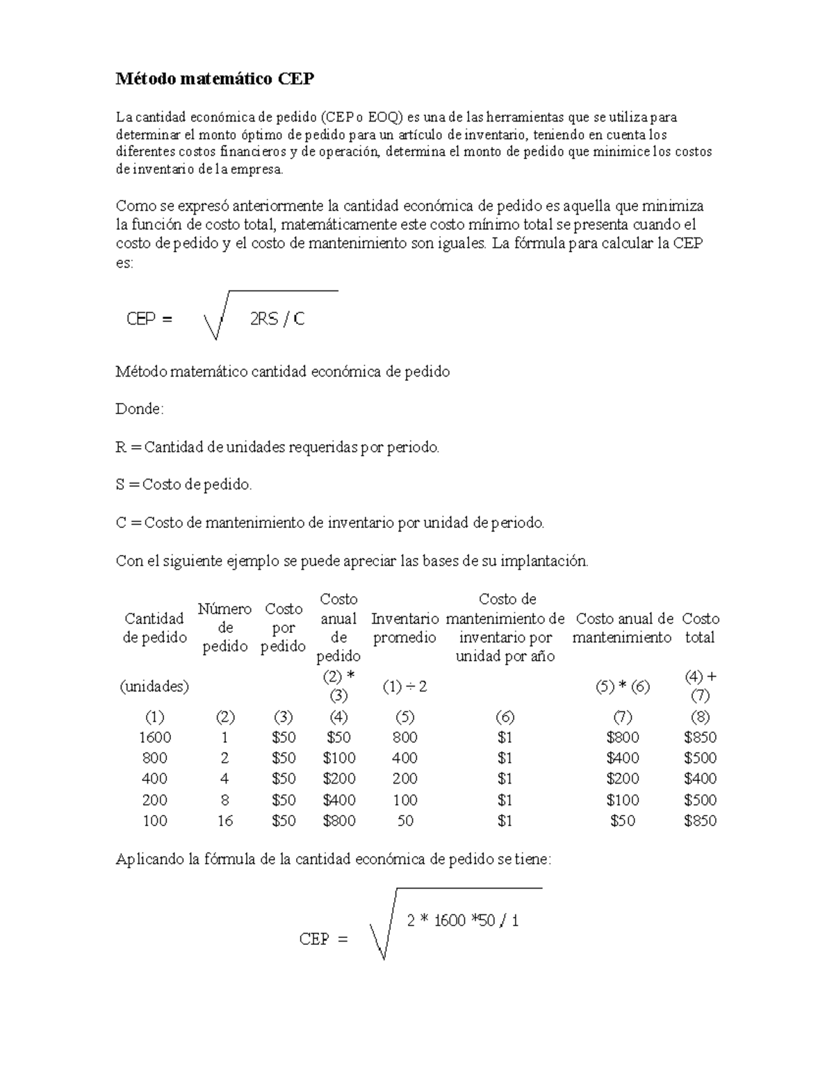 Método matemático CEP - Metodo Matematico CEP - Método matemático CEP ...