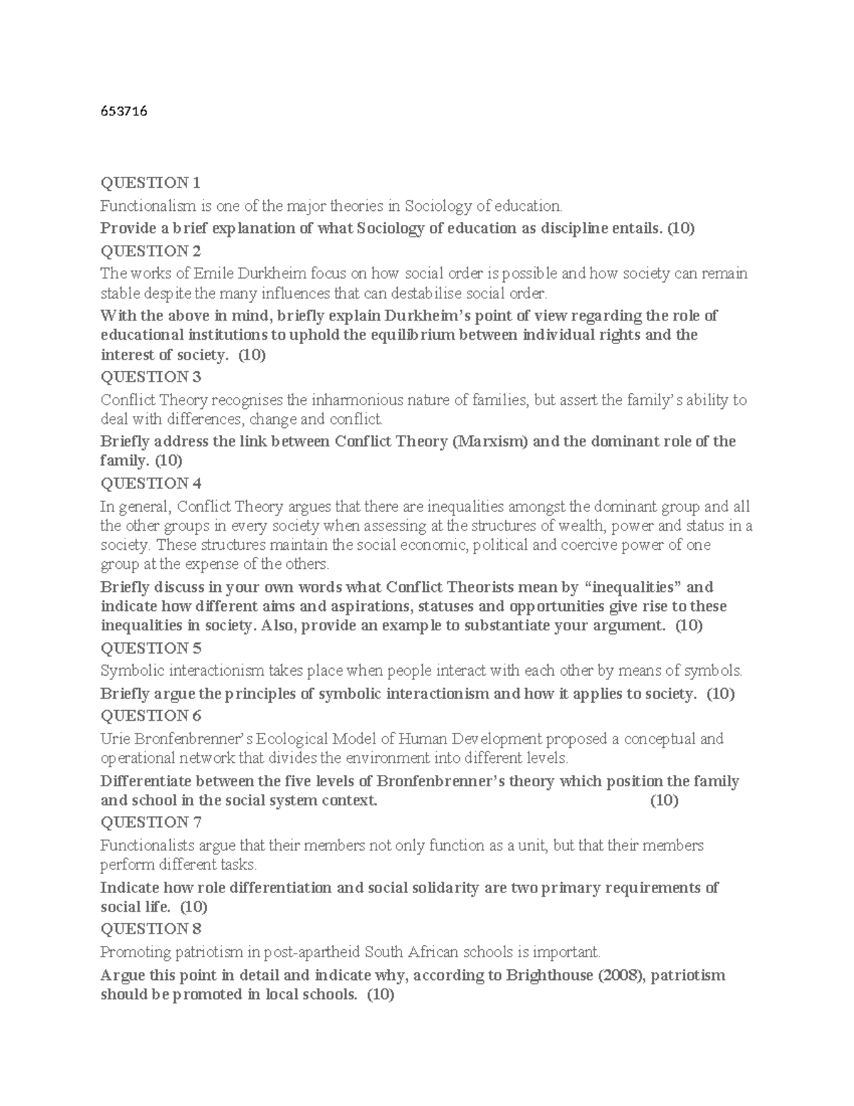 ESC 3701 Assignment 2 - Guidance - 653716 QUESTION 1 Functionalism is ...