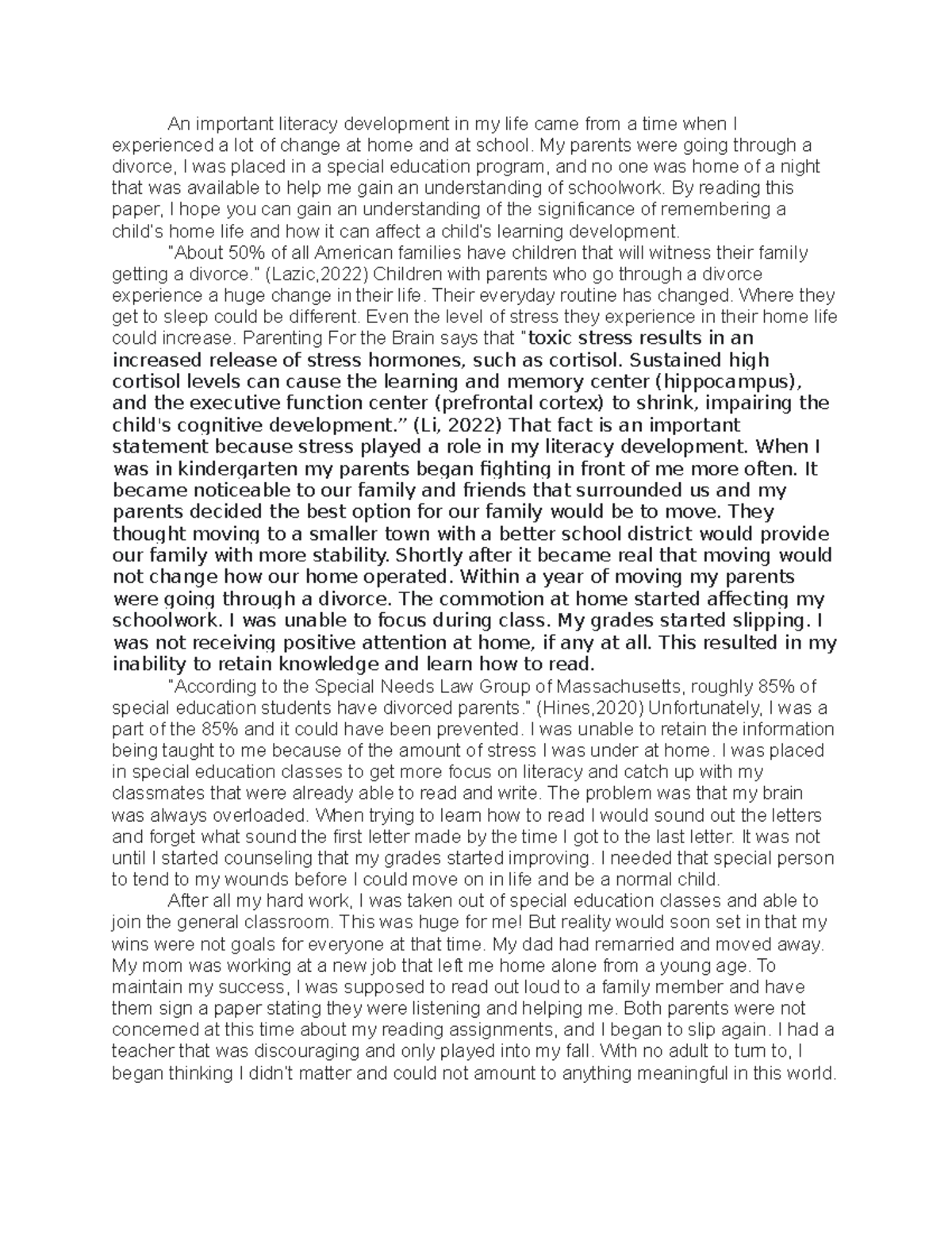 English Comp Task 1-revised - An important literacy development in my ...