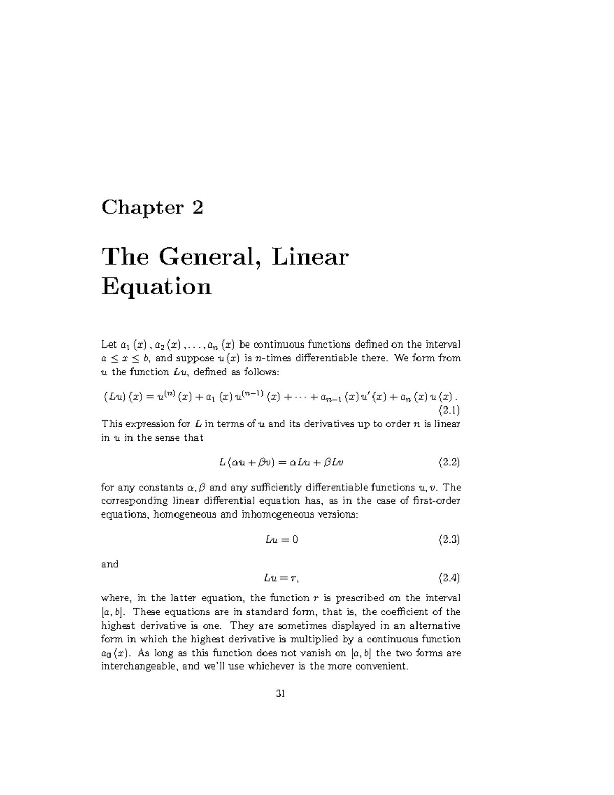 Linear Equations in Differential Calculus - Studocu