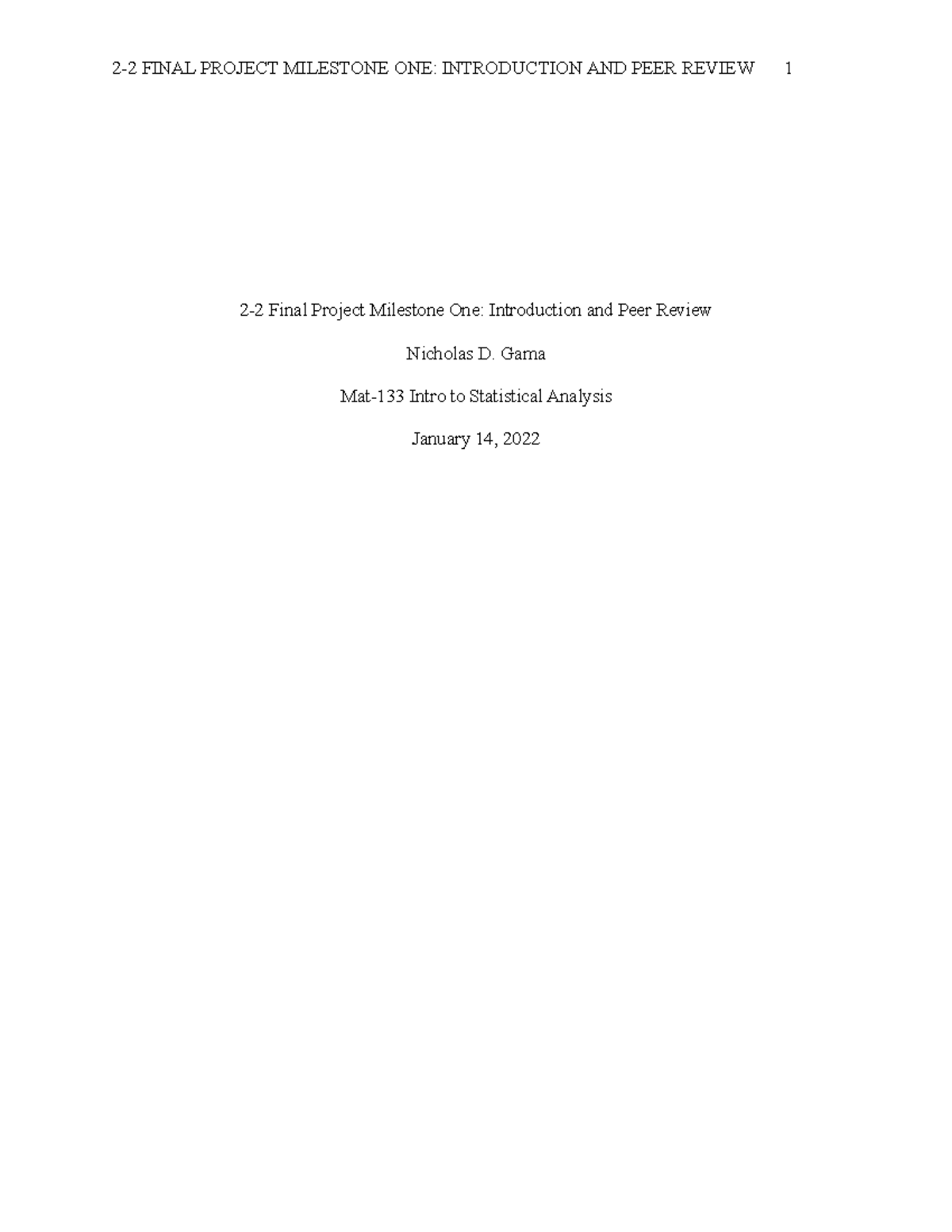 Mat 133 Milestone one - huuhiuhiu - 2-2 FINAL PROJECT MILESTONE ONE ...