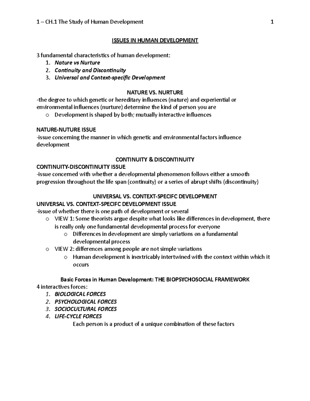 1 - CH.1 The Study of Human Development - ISSUES IN HUMAN DEVELOPMENT 3 ...