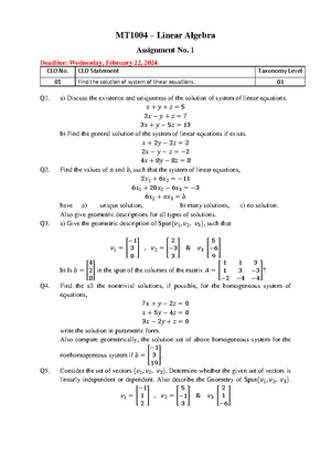 Linear Algebra Multiple Choice Question with Solution - 5/26/2021 ...