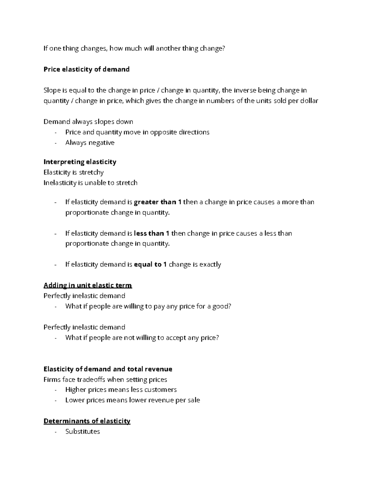 Elasticity - Professor Jefferey Ackerman Intro to Microeconomics - If one thing changes, how ...