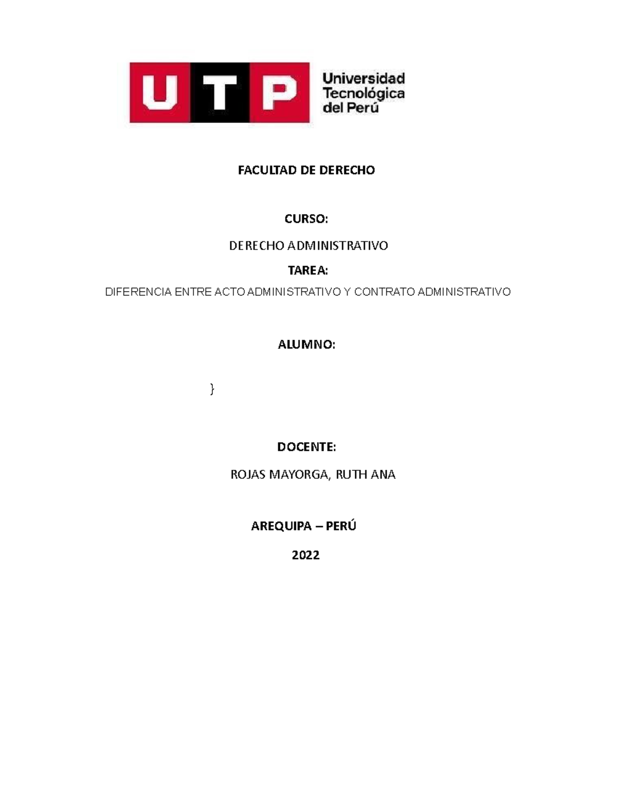 Diferencia Entre ACTO Administrativo Y Contrato Administrativo - FACULTAD DE DERECHO CURSO ...