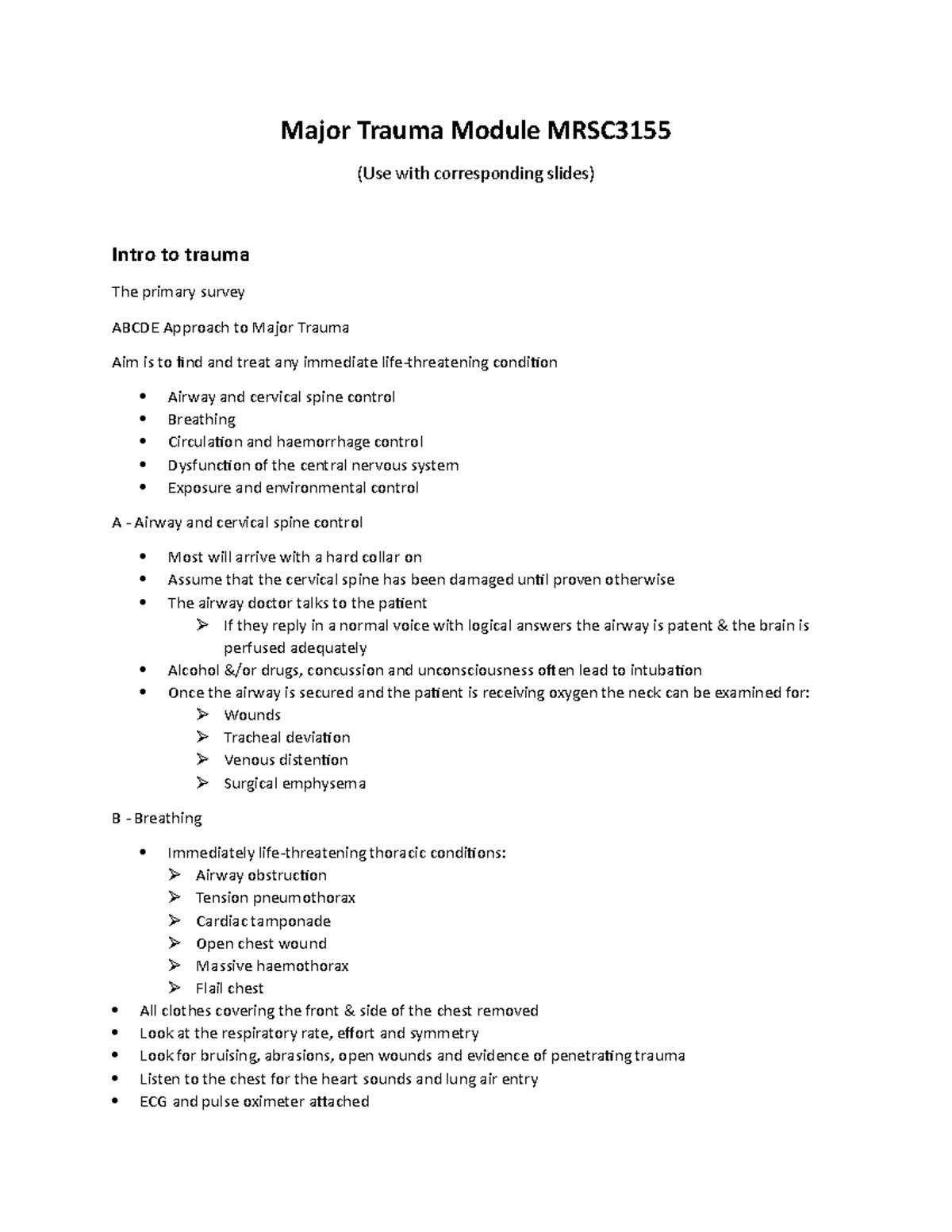 Major Trauma Module Study Notes Major Trauma Module MRSC Use With major-trauma-module-study-notes-major-trauma-module-mrsc-use-with