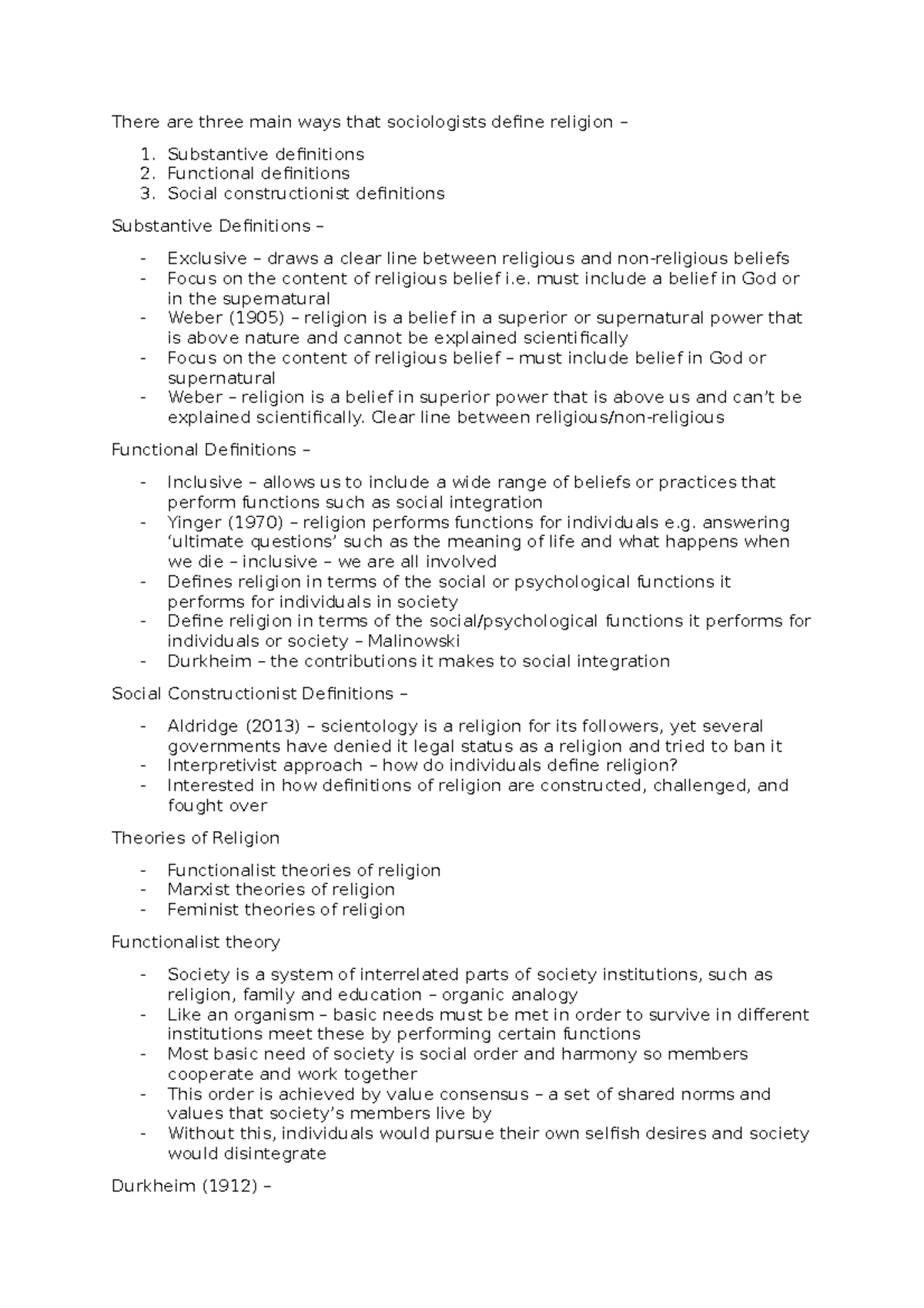 Beliefs in Society - notes - There are three main ways that ...