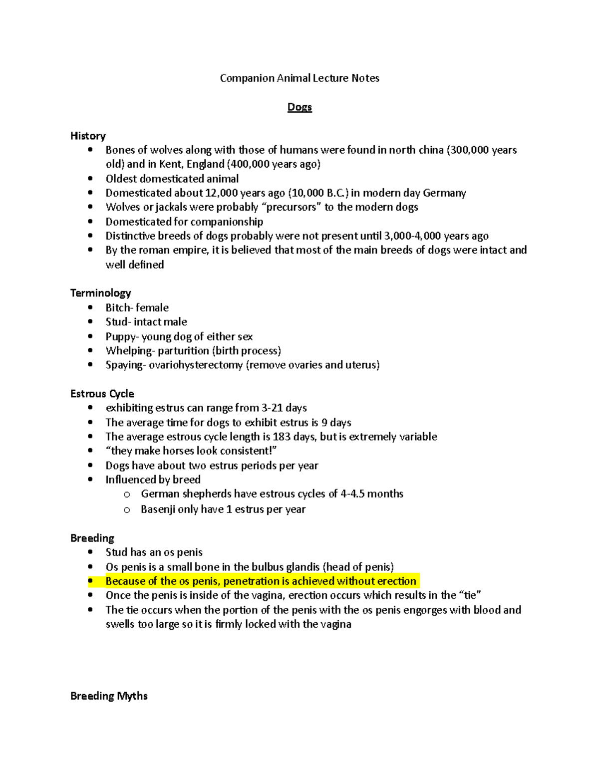 Companion Animal Lecture Notes - Companion Animal Lecture Notes Dogs ...