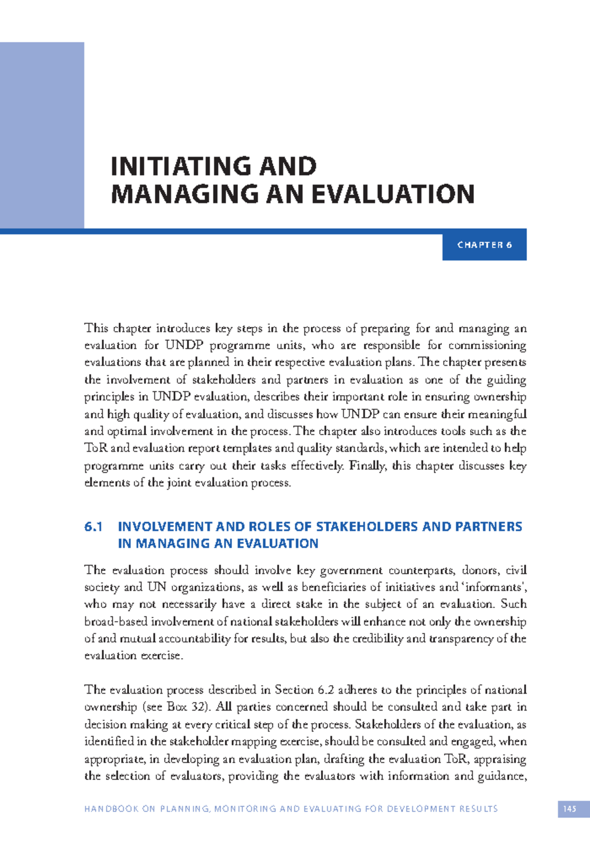 Initiating AND Managing AN Evaluation CHapter six - This chapter ...