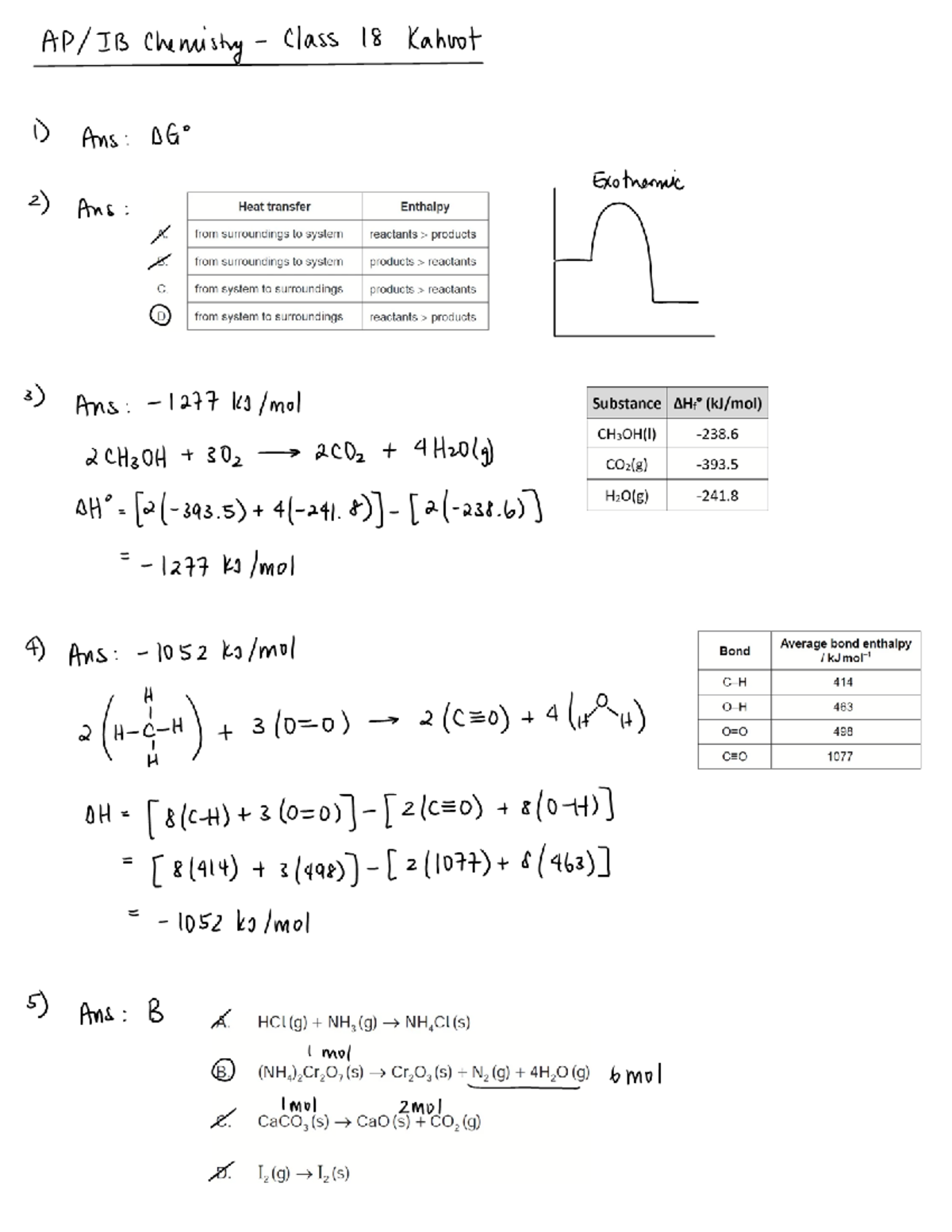 AP-IB Chemistry - Class 18 Kahoot Answers - chemistry class 18 Kahoot 1 ...