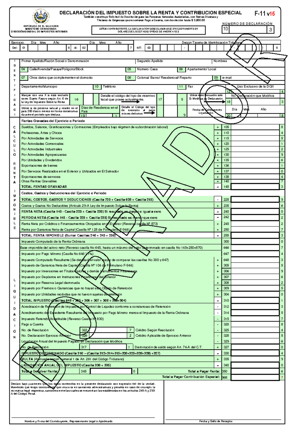 F11 de impuestos - document - NÚMERO DE DECLARACIÓN 10 DECLARACIÓN DEL ...