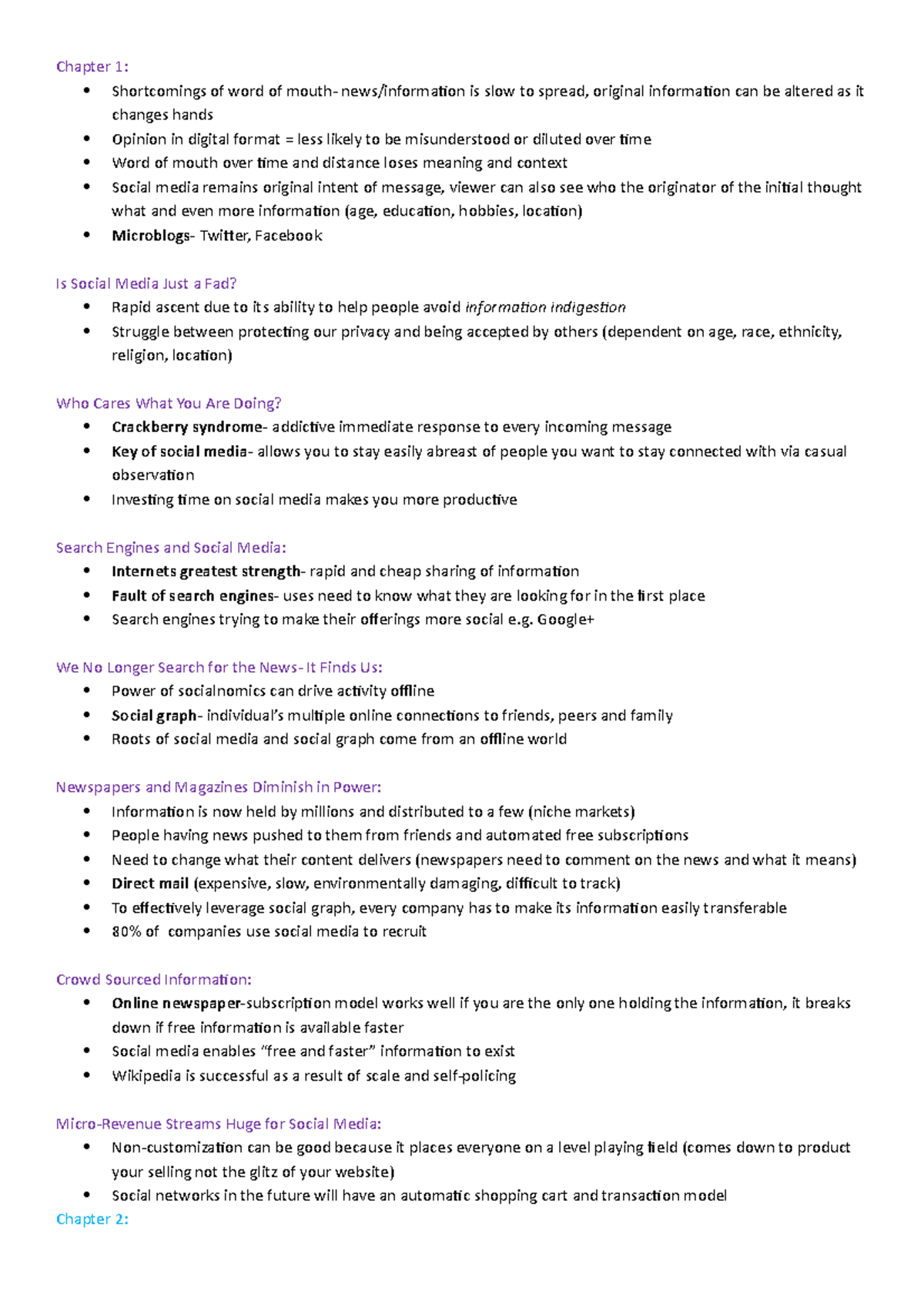 Summary - lecture - summary of social media notes for exam - Chapter 1 ...