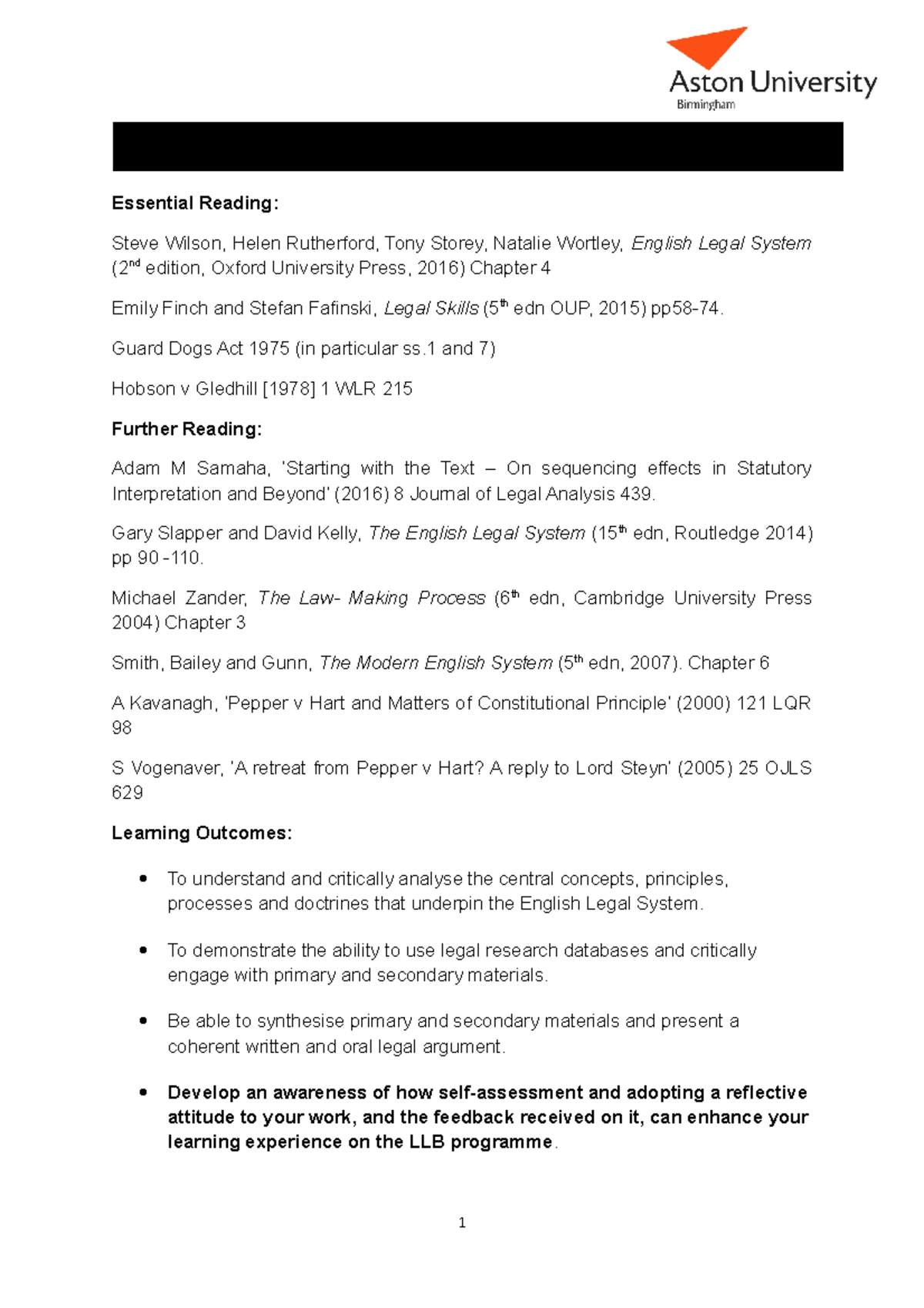 Statutory Interpretation Tutorial Sheet - Workshop 6: Statutory ...