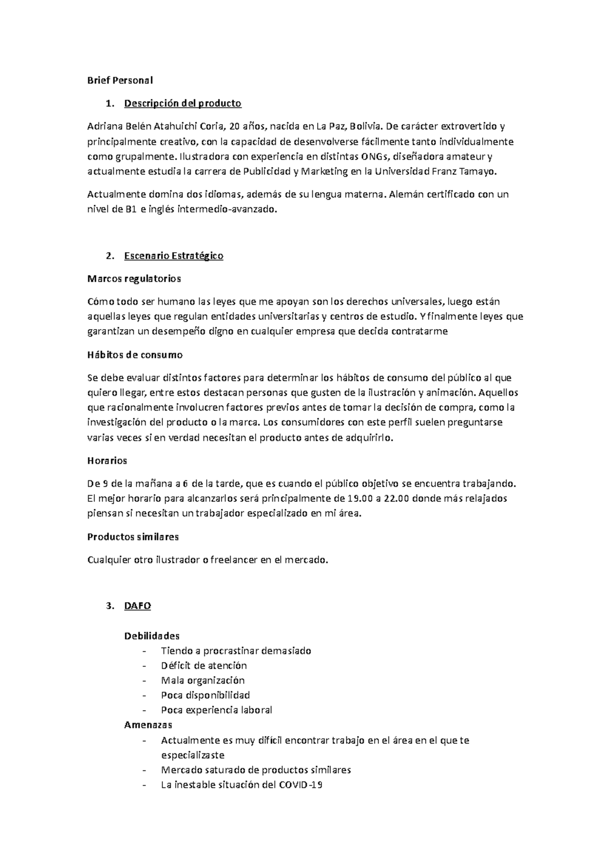 Brief Personal Adriana Atahuichi - Brief Personal Descripción del ...