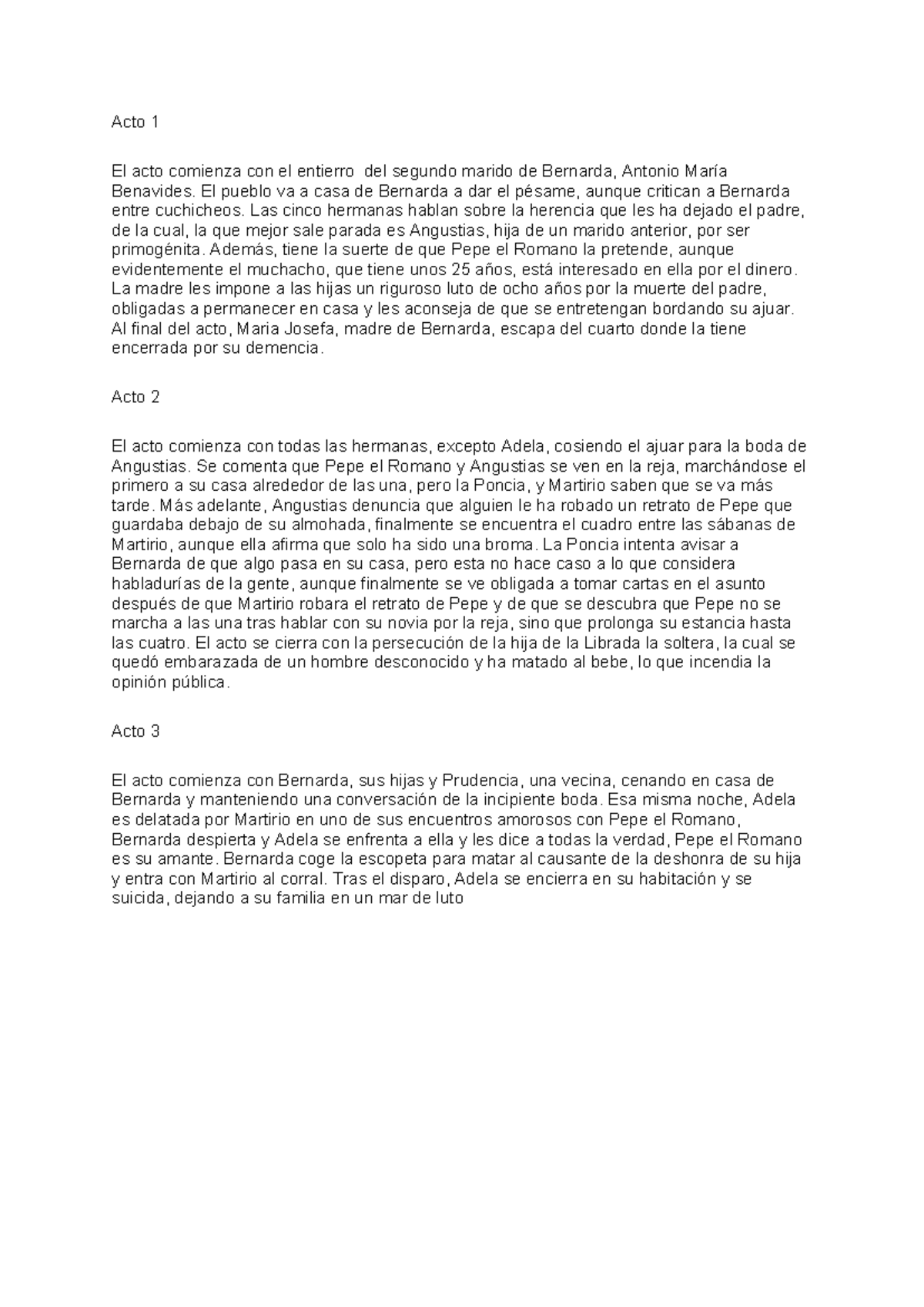 Benarda - Resumen La casa de Bernarda Alba - Acto 1 El acto comienza ...