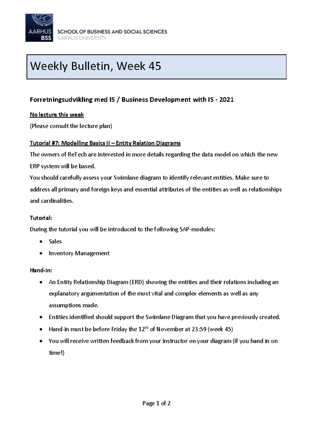 Weekly Bulletin Week 45 - Page 1 of 2 Weekly Bulletin, Week 45 ...
