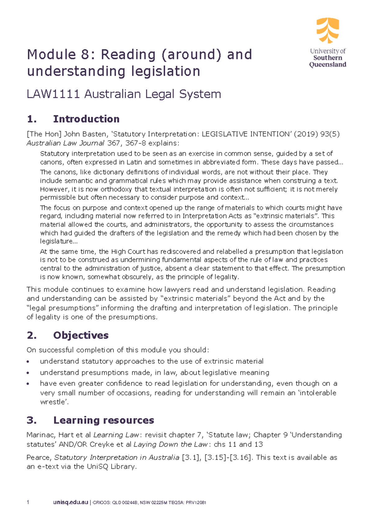 Module 8 - Reading (around) and understanding legislation ...
