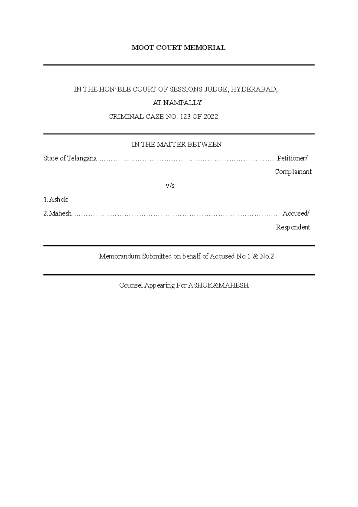 Respondent 2-1 - MOOT COURT MEMORIAL - Studocu