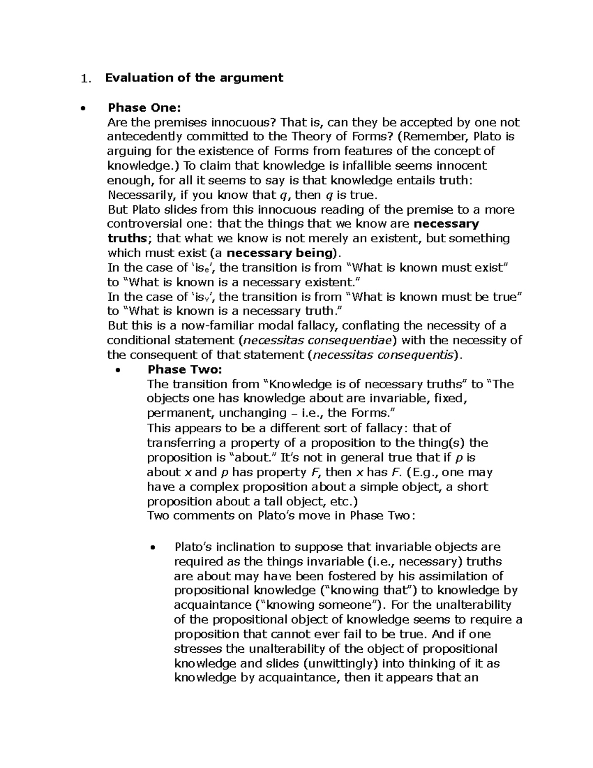 Phil 24 - Evaluation of the argument philosophy class notes ...