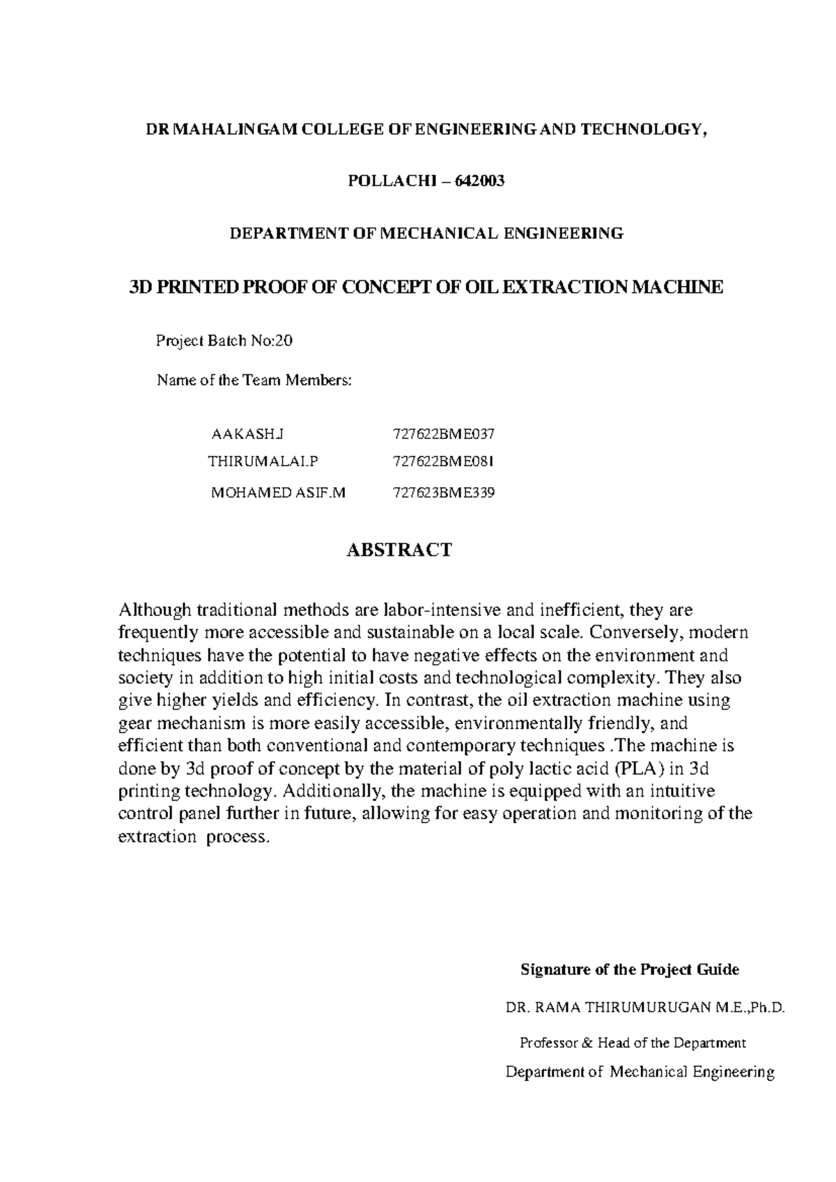 Batch 20 Abstract - easy notes - DR MAHALINGAM COLLEGE OF ENGINEERING ...