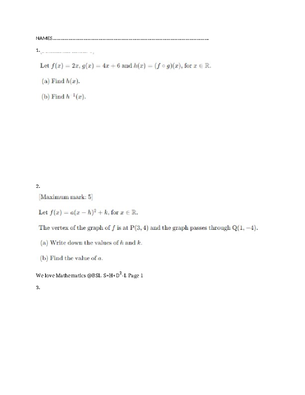 Revision questions on Functions 2023 - - Studocu