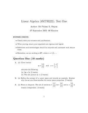 Linear algebra part1 - THIS IS A SUMMARY OF CONTENT - Numerical Linear ...