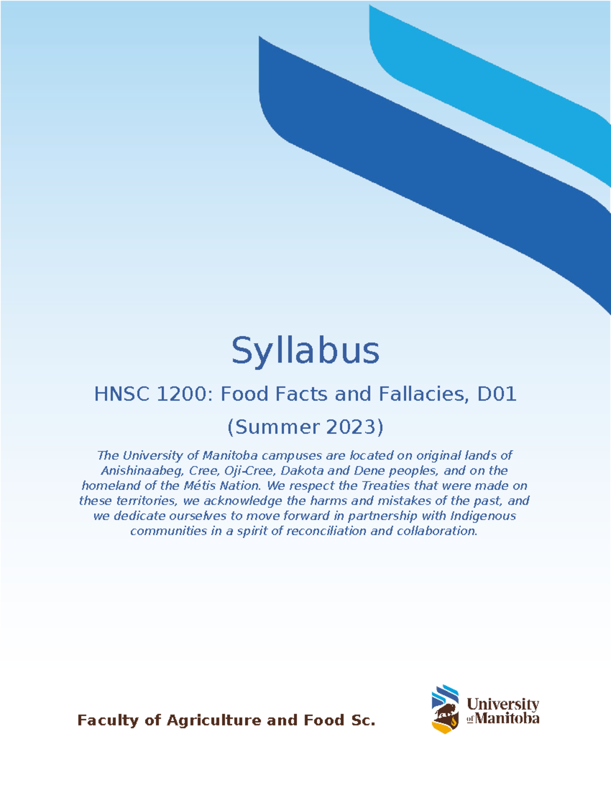 Syllabus HNSC 1200 D01 Summer 2023 - Syllabus HNSC 1200: Food Facts and ...