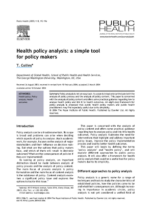 Health policy analysis - Conducting health policy analysis in primary ...