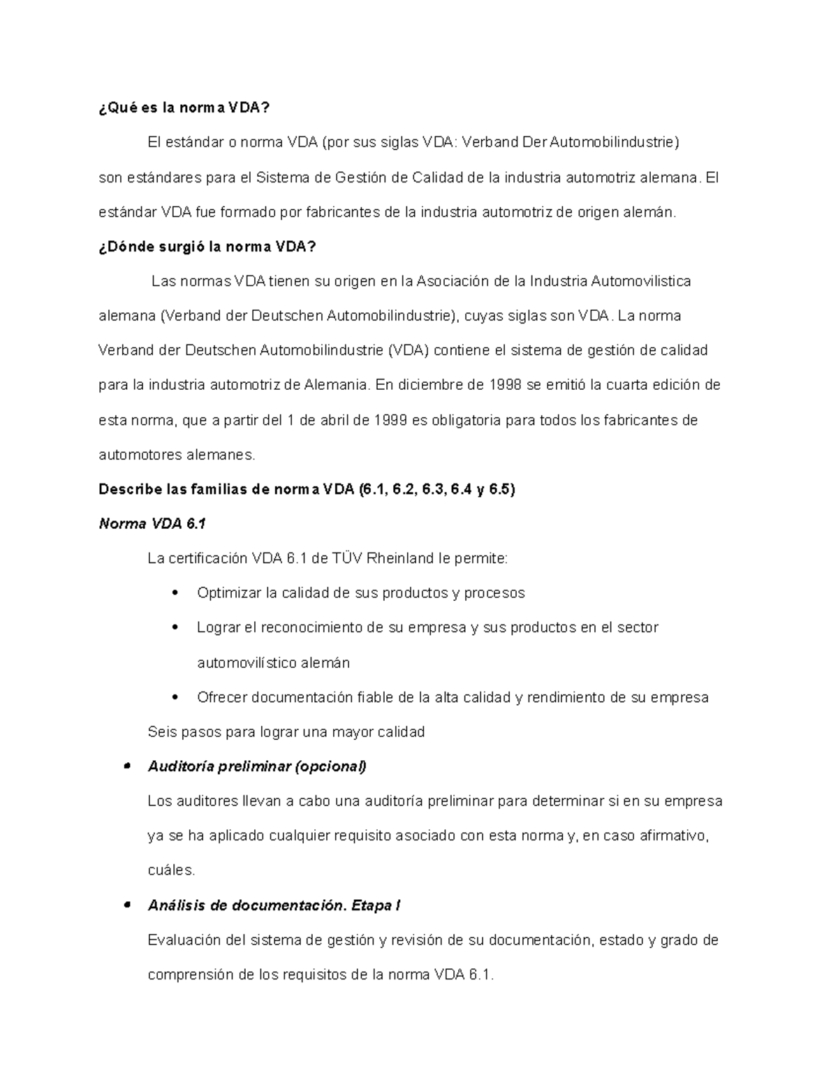 Qué es la norma VDA - Resumen Calidad - ¿Qué es la norma VDA? El ...