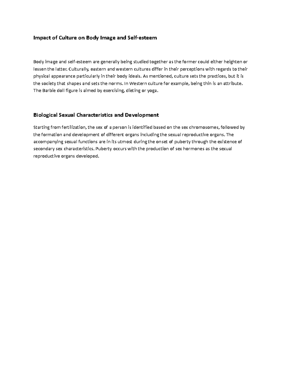 Impact of Culture on Body Image and Self - Impact of Culture on Body ...