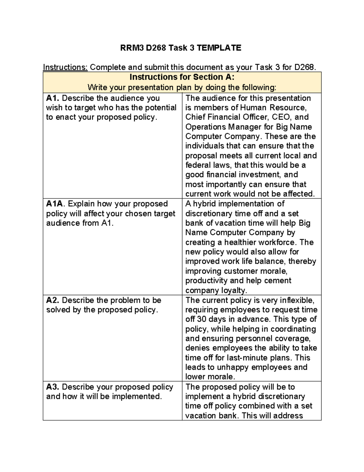 RRM3 D268 Task 3 Flanagan Debbie - RRM3 D268 Task 3 TEMPLATE ...