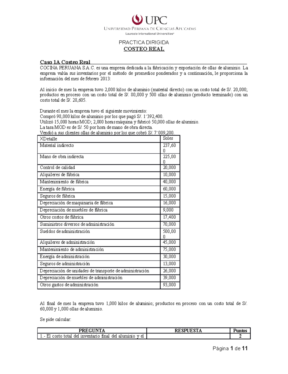 PD Costeo REAL 2014-0 - c vcxv xcv cx - PRACTICA DIRIGIDA COSTEO REAL ...