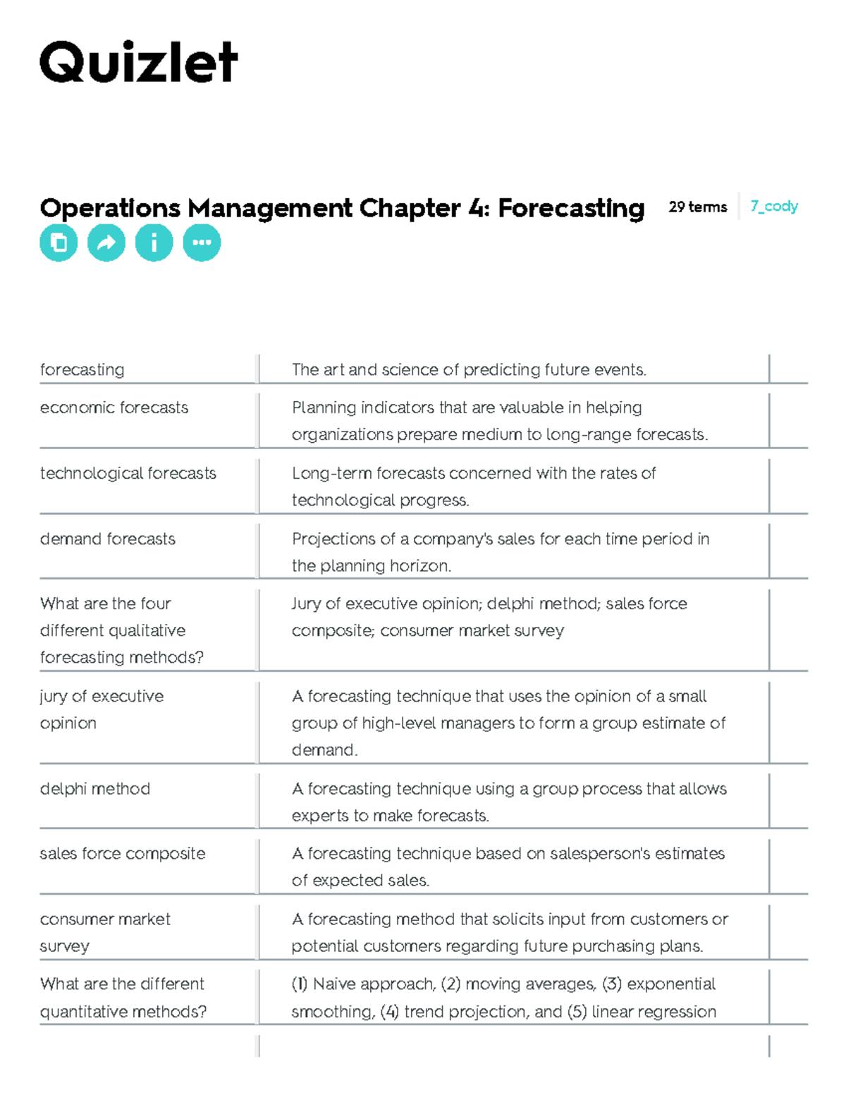 Forecasting Quizlets (Online) - Operations Management Chapter 4 ...
