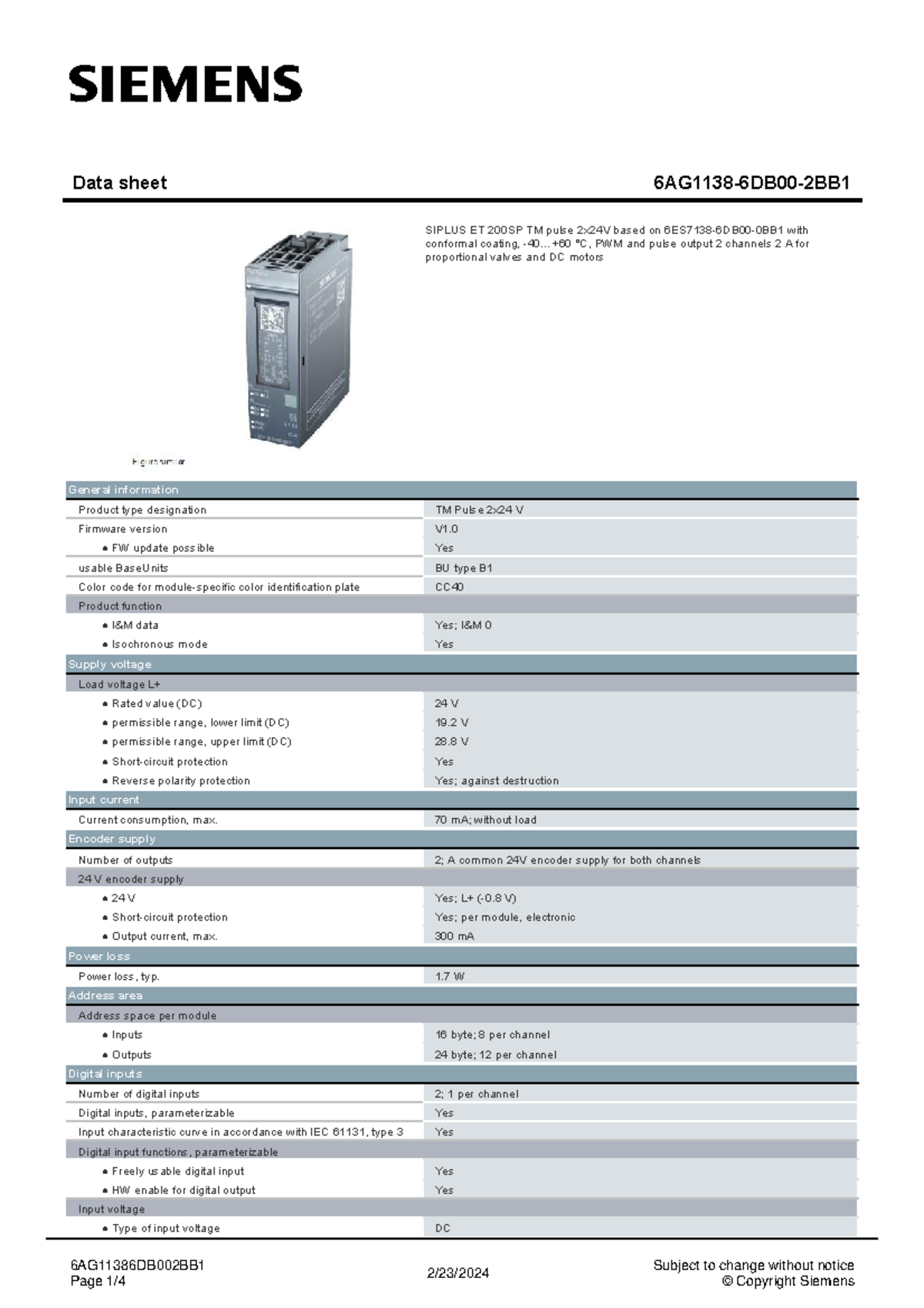 6AG11386 DB002BB1 datasheet en - Data sheet 6AG1138-6DB00-2BB SIPLUS ET ...