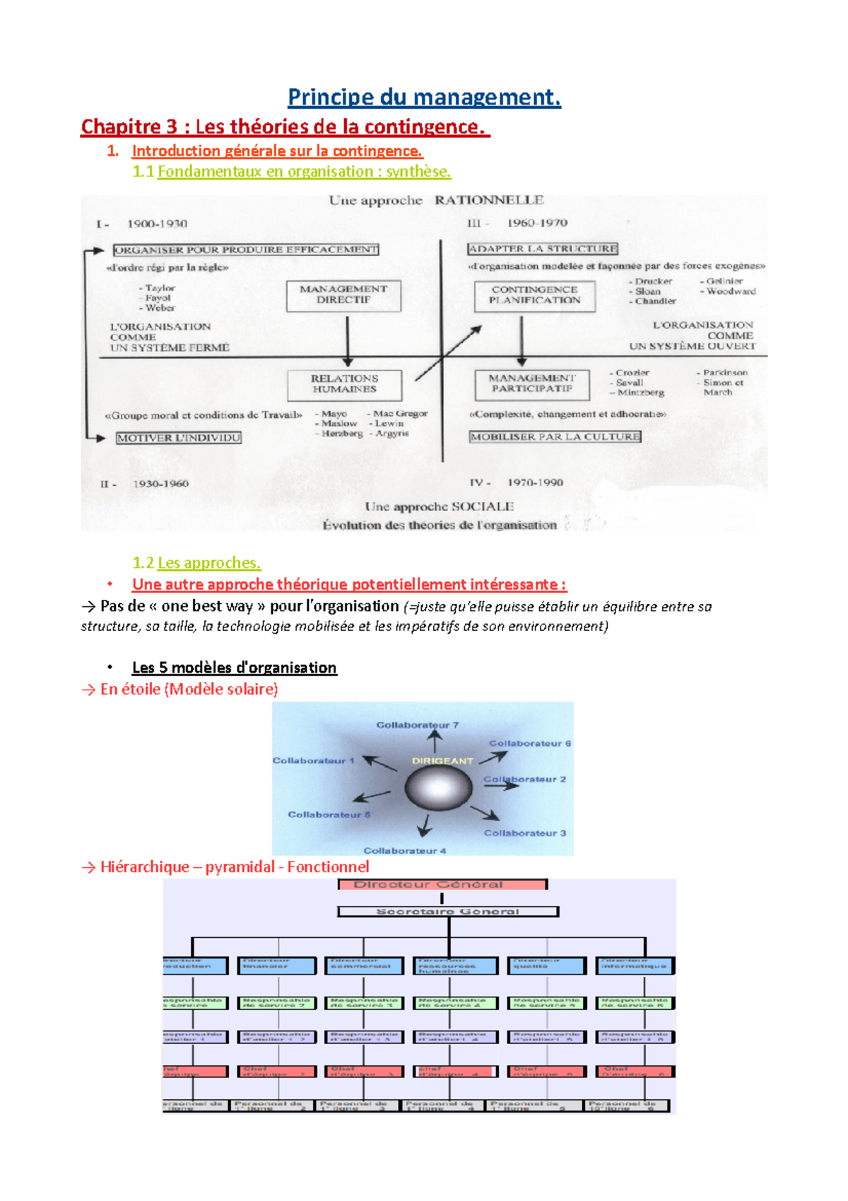 Chapitre 3 Les théories de la contingence - Principe du management ...