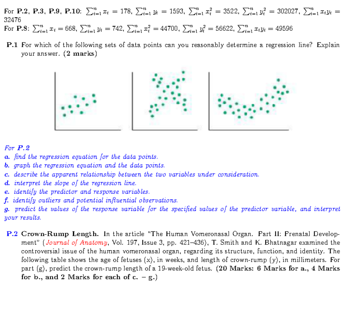 Modules 13 and 12 Practice Problems - ForP,P,P,P: ∑n i=1xi= 178, ∑n i ...