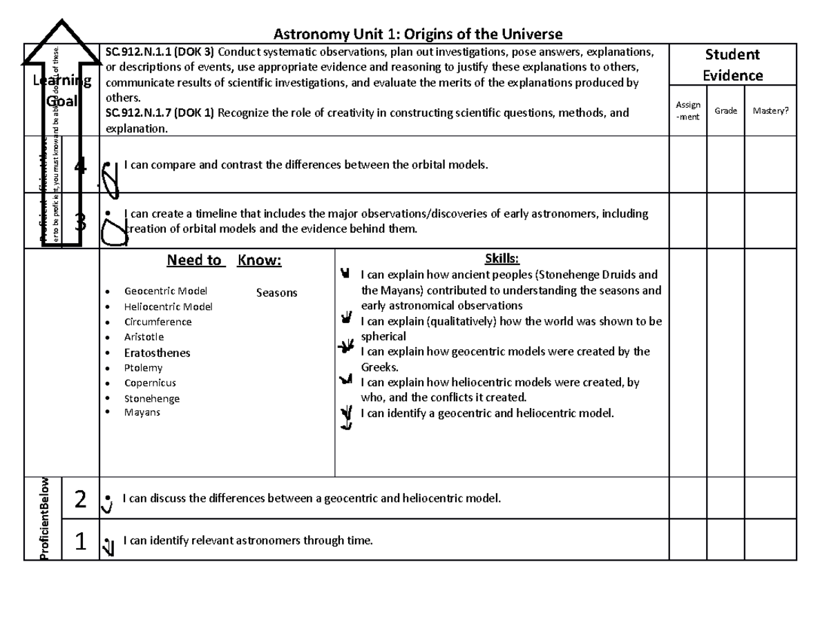 New Astronomy Unit 01 Student Scale - Origins of Astronomy - Astronomy ...