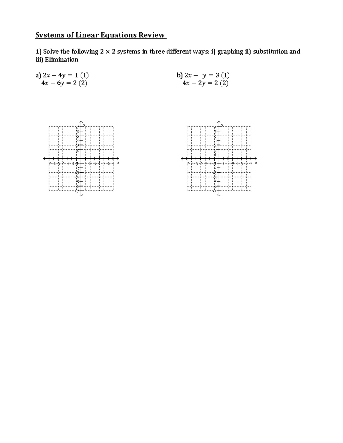 Systems of Linear Equations Module Review - Systems of Linear Equations ...