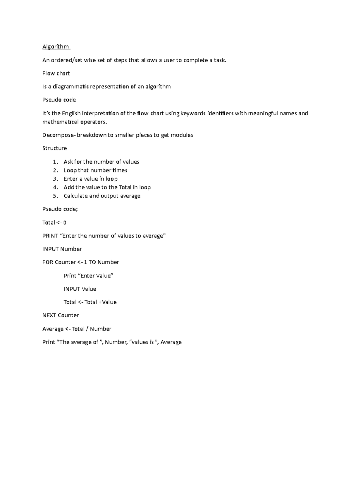 Algorithm - Notes of the necessary - Algorithm An ordered/set wise set ...