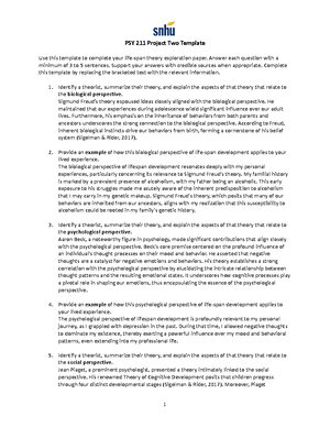 PSY 211 Module Five Milestone - PSY 211 Module Five Milestone You must ...