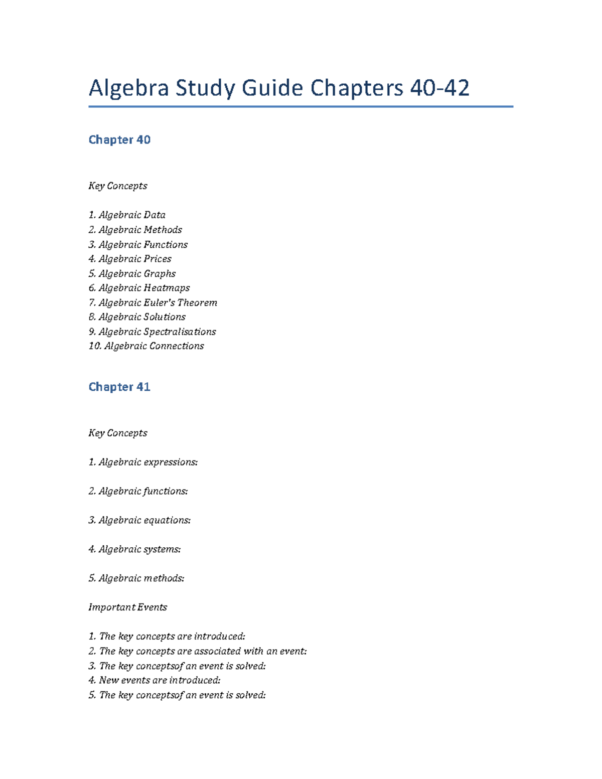 Algebra Study Guide Chapters 40-42 - Algebra Study Guide Chapters 40 ...